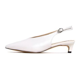 Cesare Gaspari Minimalistische Slingback Kitten Heels - Wei&szlig; - - Shoes - Damen - Wei&szlig; - 37 EU