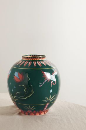 La DoubleJ Vase En Porcelaine Plaqu&eacute;e Or Bubble - Vert