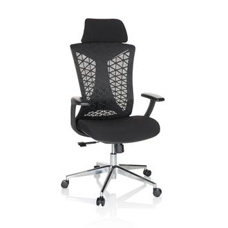 hjh OFFICE Profi B&uuml;rostuhl FALEO B Stoff/Netzstoff Drehstuhl mit Lordosenst&uuml;tze, Kopfst&uuml;tze h&ouml;henverstellbar, Schwarz 751013