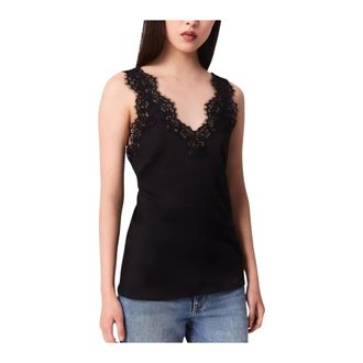 Stella McCartney Top &agrave; fines bretelles avec bordure en dentelle - Femme - Tops - Noir - Taille: 38 FR