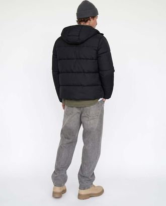 Jack & Jones Fusion kurze Steppjacke mit Kapuze, wasserabweisend, in Schwarz