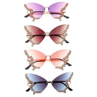 Garneck Lot De 4 De Soleil Amusantes Sans Monture Pour Femme Élégantes Pour Fête Sans Monture