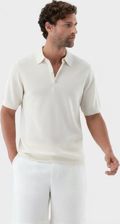 van Laack Strick-Poloshirt mit Reiskorn Optik