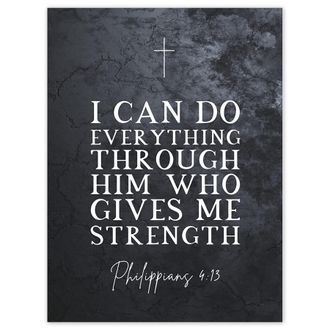 Artery8 Philippians 4:13 Everything Through Him Who Gives Me Strength Christian Bible Verse Quote Scripture Typography Art Print Canvas Premium Wall Decor Pos