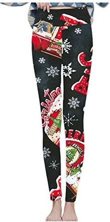Generic 2026 Costume de No&euml;l pour femme - Pantalon de yoga court imprim&eacute; - Legging taille haute, Rouge, 3XL