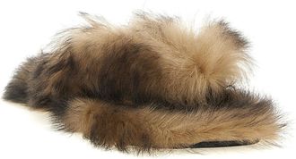 Dolce & Gabbana Long-Haired Sheepskin Sandals - Tan