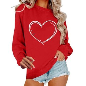 Generic Pull Femme Sweatshirt Col Rond Manches Longues Pull Femmes Haut Sweatshirts Sans Capuche Chemisier Automne Hiver Hauts Saint-Valentin Femmes Sweater M