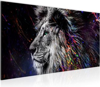 Runa Art Wandbild Löwe 1 Teilig 100 x 40 cm Modern Bild auf Vlies Leinwand Graffiti Wohnzimmer Schlafzimmer Schwarz Bunt 039512a