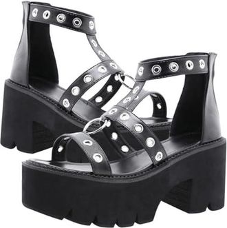 BESPORTBLE Sandales &agrave; Talons Hauts Ouvertes Avec Anneau M&eacute;tallique Semelle &Eacute;paisse Confortable Pour Femme