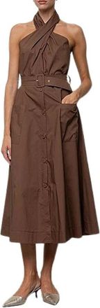 Kaos Kaos, Femme, Robes, Brun, Taille: 42 FR Midi Cotton Dress