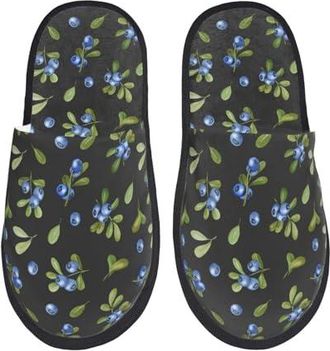 Generic Slippers Feuilles De Myrtilles Imprimées Doux Pantoufles En Coton Antidérapantes Chaussons Pour Hôtels Chambre Unisex M