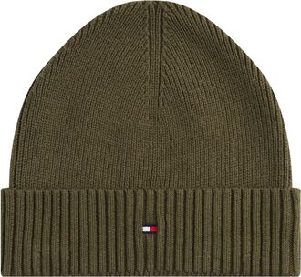 Tommy Hilfiger Herren Strickm&uuml;tze Flag Cotton Beanie mit Kaschmir, Gr&uuml;n (Foxhunt Green), Einheitsgr&ouml;&szlig;e