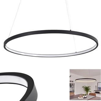 HOFSTEIN LED Hängeleuchte Calcium, moderne Deckenlampe aus Metall in Anthrazit und weißem Kunststoff, runde Deckenleuchte, 1 x LED 29 Watt, 1300 Lumen, 3000 Ke