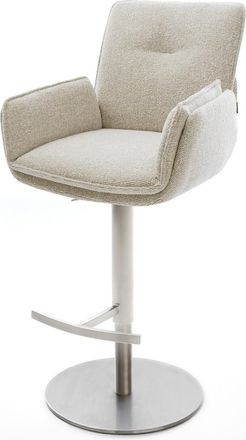 DELIFE Barstuhl Nela-Flex Webstoff Soft Beige Drehfu&szlig; h&ouml;henverstellbar Edelstahl Silberfarben, Barst&uuml;hle