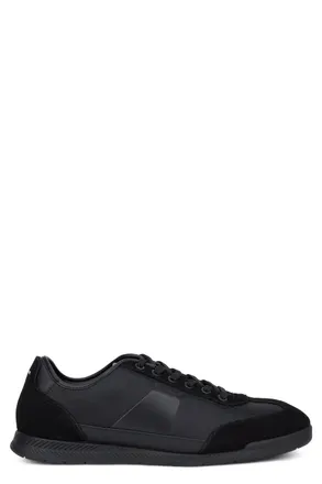 HUGO BOSS Calfskin Suede Insert Sneaker - Black