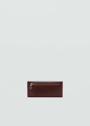 Mango Portefeuille &agrave; rabat avec bouton bijou bordeaux - Femme - Taille unique - MANGO