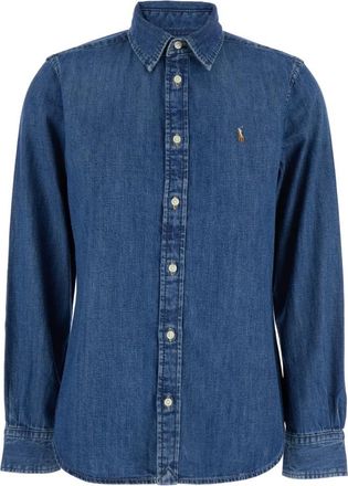 Polo Ralph Lauren Femme, Blouses et Chemises, Bleu, Taille: 38 FR Chemise en Denim Bleu avec Col Classique