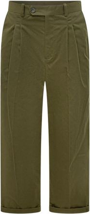 Dr&ocirc;le de Monsieur Pantalon droit court pliss&eacute; en serg&eacute; - Homme - Pantalons - Vert - Taille: M