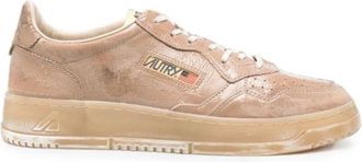 Autry Homme, Chaussures, Beige, Taille: 45 EU Baskets basses en cuir Super Vintage