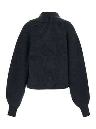 Balmain Womens Grey Wool Sweater With Wrap Effect Tops Top