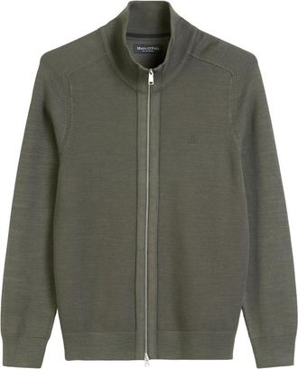 Marc O'Polo Strickjacke aus Baumwoll-Perlstrick mit Label-Aufnäher in