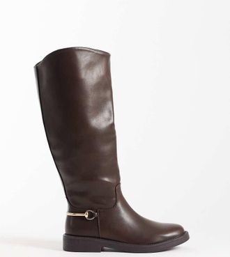Simmi London Simmi London bottes montantes jusquau genou coupe large Garnet avec d&eacute;tail mors, marron