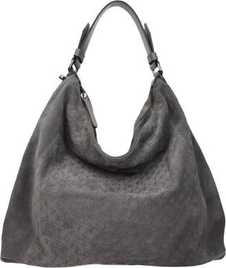 Jimmy Choo London Wildleder Hobo Bag mit Monogramm - - Bags - Damen - Grau - ONE SIZE
