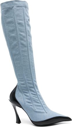 MUGLER Zweifarbige Fang Stiefel 105mm - Blau