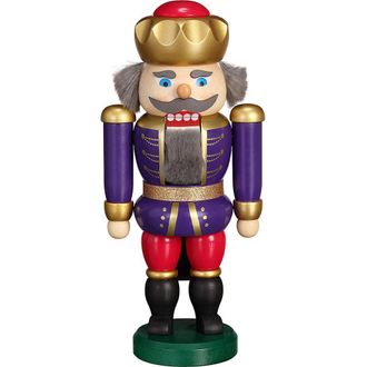 Seiffener Volkskunst Nussknacker Exklusiv König 20cm Made in Germany (Indigo-Himbeer)