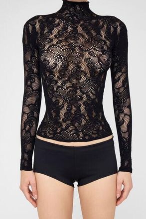 Calzedonia Netzoberteil Mit Pop-blumen Schwarz