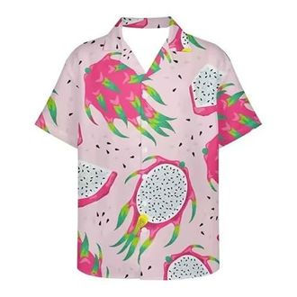 Keephen TangoDS Past&egrave;que/P&ecirc;che/Pomme Impression 3D Hawaiian Chemise pour Femmes Hommes Col Revers Manches Courtes Boutonn&eacute;e Chemises F&ecirc;te Aloha Chemises