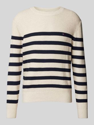 Tommy Hilfiger Strickpullover mit Label-Stitching und Rundhalsausschnitt