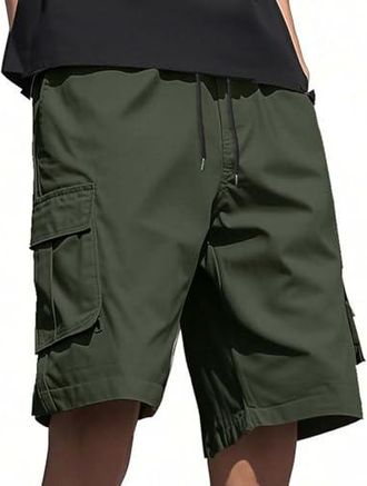 Generico Short cargo pour hommes dété léger pantalon court confortable taille élastique décontracté short dété avec poches latérales sport couleur unie short d