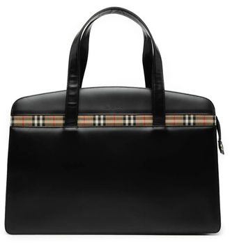 Burberry Crossbody Bags - House Check Trimmed Leather Handbag - Gr. unisize - in Schwarz - f&uuml;r Damen