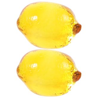Amosfun 2st&uuml;cke Glas Zitronen Skulpturen Kristall Fr&uuml;chte Figuren Tisch Dekorationen K&uuml;nstliche Obstornamente Realistische Frucht Deko F&uuml;r K&uuml;che Und Home