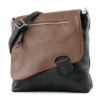 modamoda.de T146 - ital. Umh&auml;ngetasche Schultertasche aus Leder, Farbe:Schwarz/Braun2021