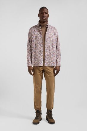 Eden Park Chemise En Coton &Agrave; Microimprim&eacute; Beige Coupe Regular