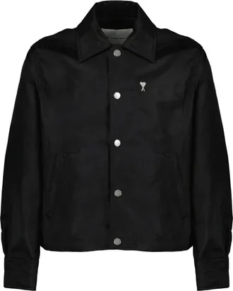Ami Femme, Vestes, Noir, Taille: 38 FR De Coeur Stud Buttoned Jacket