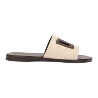Dolce & Gabbana Canvas Slippers mit Logo - - Shoes - Damen - Beige - 40 EU