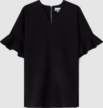 Ganni Robe Bonded Crepe Boxy Noir