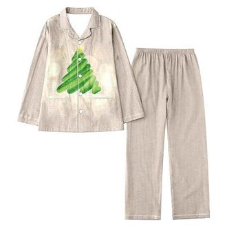 Generic Ensemble de pantalons d&eacute;contract&eacute;s &agrave; manches longues pour femme Motif flocons de neige, beige, XXL