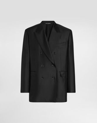 Dolce & Gabbana Jacke Sicilia Light Aus Seidentwill Mit Doppelreihiger Knopfleiste - Mann Anz&uuml;ge Und Blazer Schwarz 52