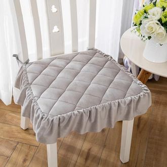 Generic Sitzkissen Aus Weichem Velvet Mit Eleganten R&uuml;schen & B&auml;ndern, rutschfeste, Dicke Sitzpolster F&uuml;r Esszimmer, K&uuml;che Und B&uuml;ro(Gray,50x47x38cm/20x19x15in