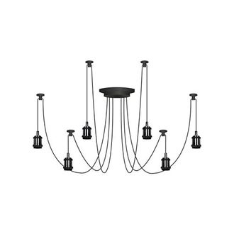 Suprema Lustre Spider en Aluminium Canon de Fusil, Suspension avec 6 C&acirc;bles de 2M, Culot E27, Max 60W par Douille