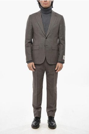 Corneliani CC COLLECTION Virgin Wool 2 -Buttons Suit with Patch Pockets Gr&ouml;&szlig;e 50