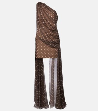 Elie Saab One-Shoulder-Minikleid aus einem Seidengemisch