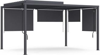 IDMarket Pergola bioclimatique lames orientables acier 3x4 M et 4 stores gris anthracite