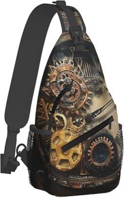 Generic Mode Sacoche Tactique Horloges Steampunk Vintage Sac &agrave; Bandouli&egrave;re L&eacute;ger Sac &agrave; Dos De Voyage pour Voyage Homme Femme