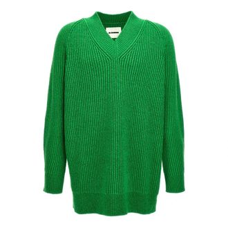 Jil Sander Oversized V-Ausschnitt Pullover - - Knitwear - Herren - Gr&uuml;n - M