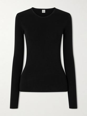 Toteme Garderob Oberteil Aus Biobaumwoll-jersey - Schwarz